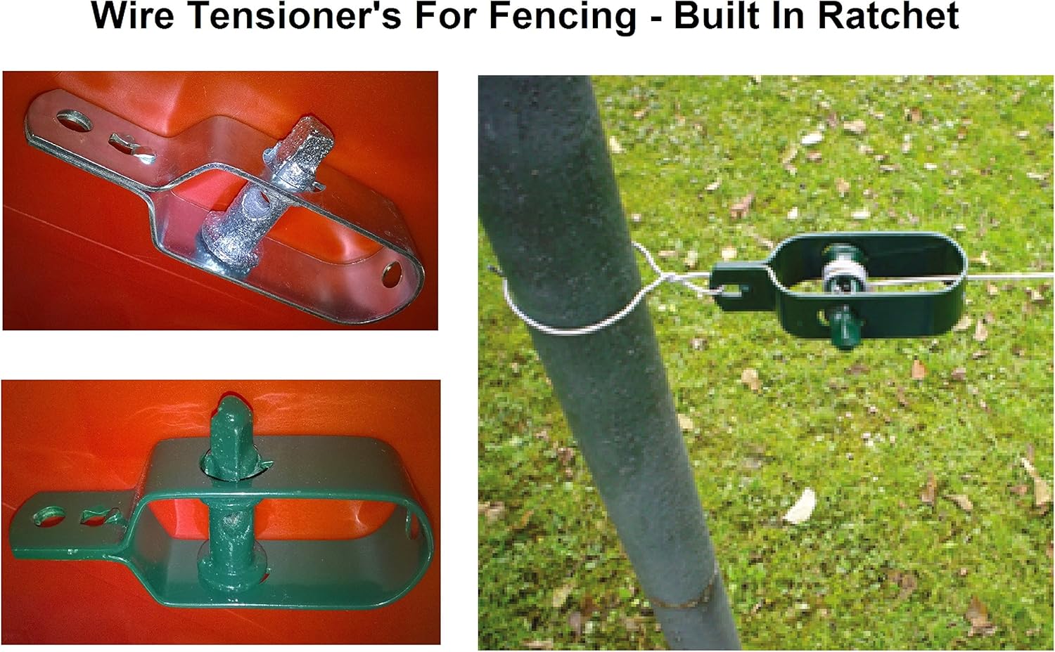 Wire Fence Tensioner - (4 Pack - Green) Ratchet Type - Galvanised Green ...