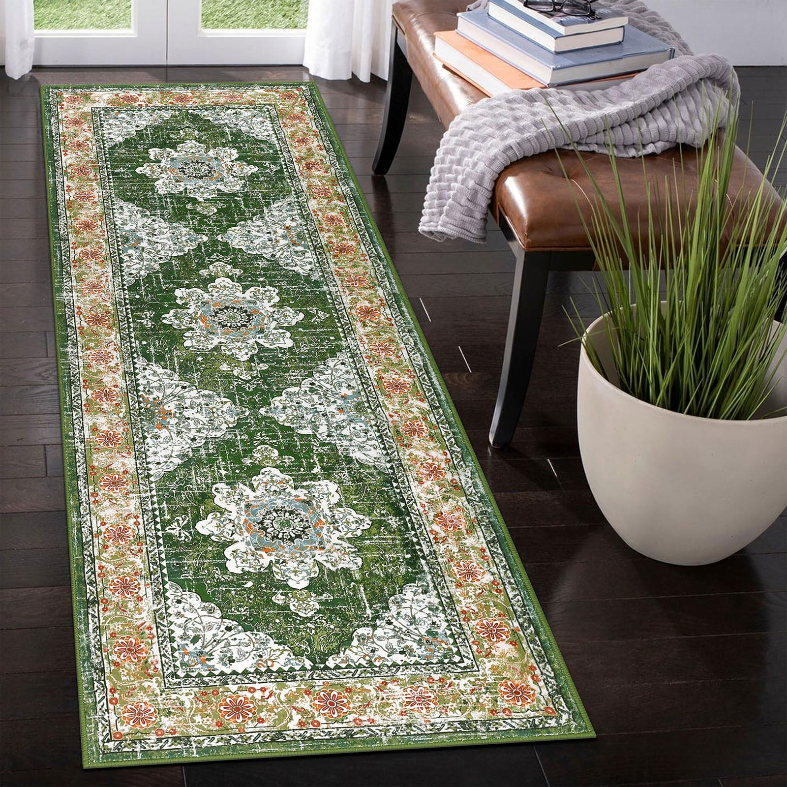 Ileading Vintage Runner Rug for Hallway, Machine Washable Area Rug ...