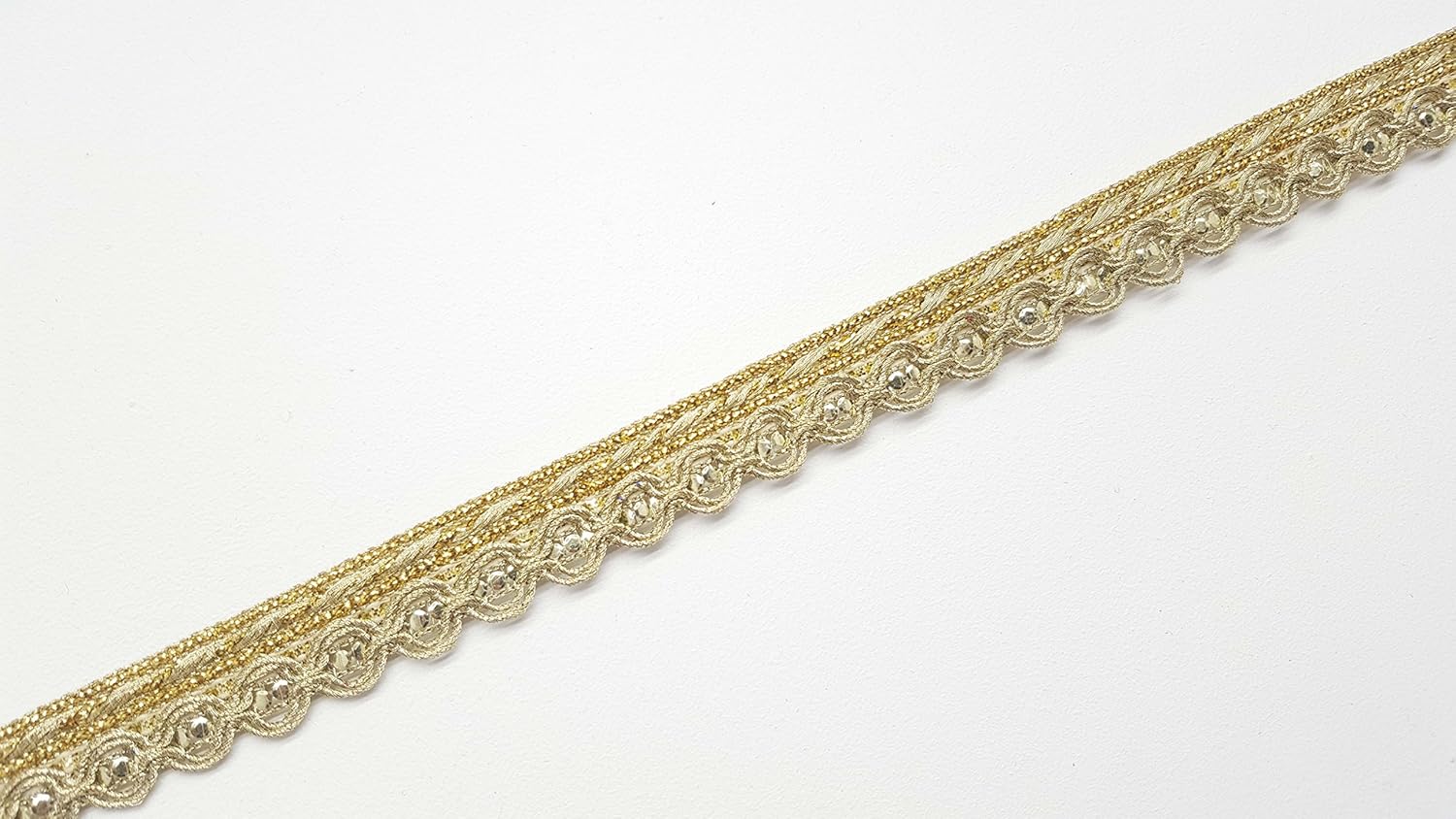 1 Metre Sequin Lace Ribbon Sew-on Available in Gold, Silver and Copper ...