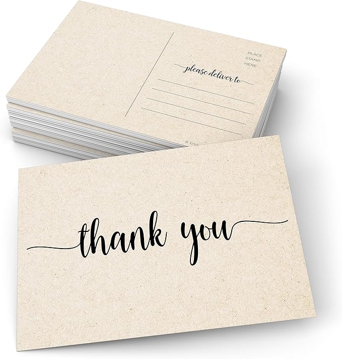 Amazon.com : 321Done Thank You Postcards (Set of 50) 4" x 6" - Blank ...