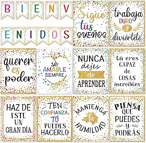 Amazon.com : 21 Pieces Bienvenidos Inspirational Spanish Posters ...