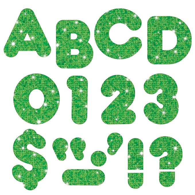 140 Classroom display board ready letters Sparkle Green 2": Amazon.co ...