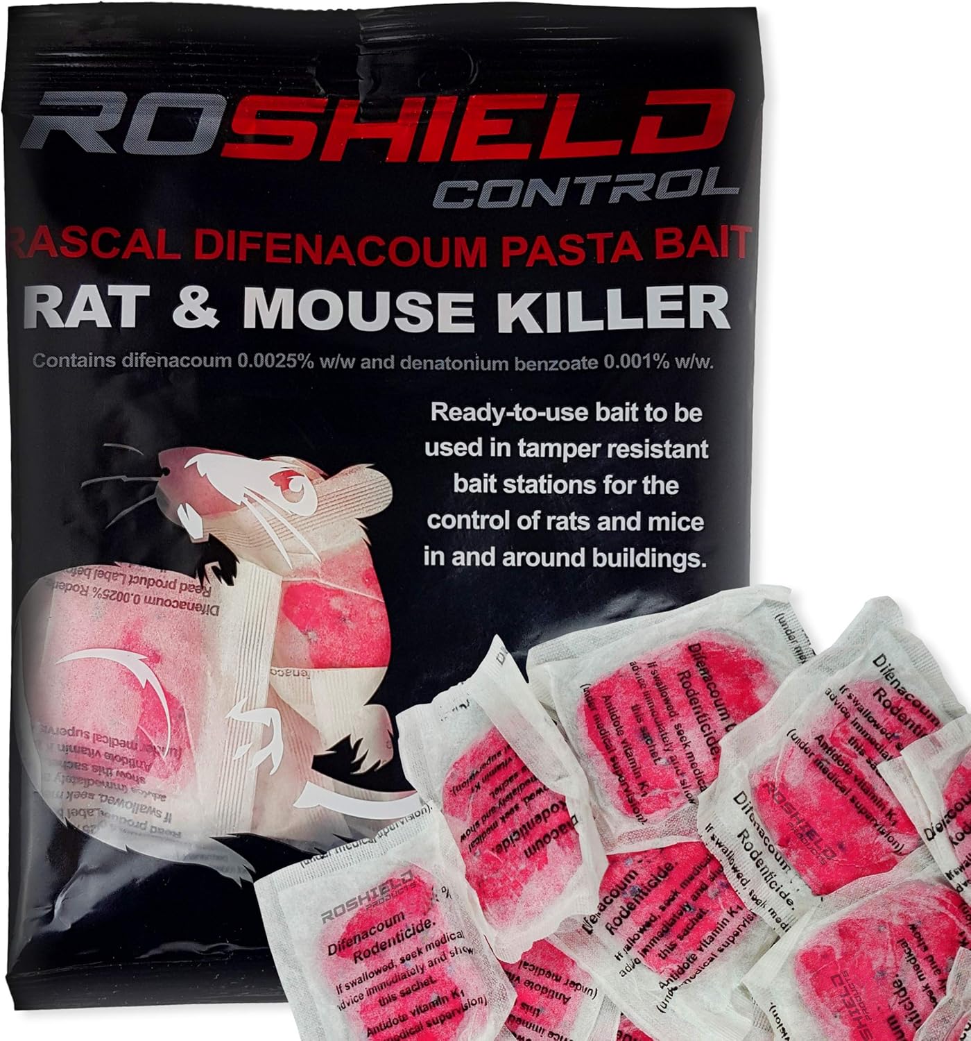 Roshield 60 Mouse Mice Rat Pasta Bait Killer Control Sachets (4 x 150g ...