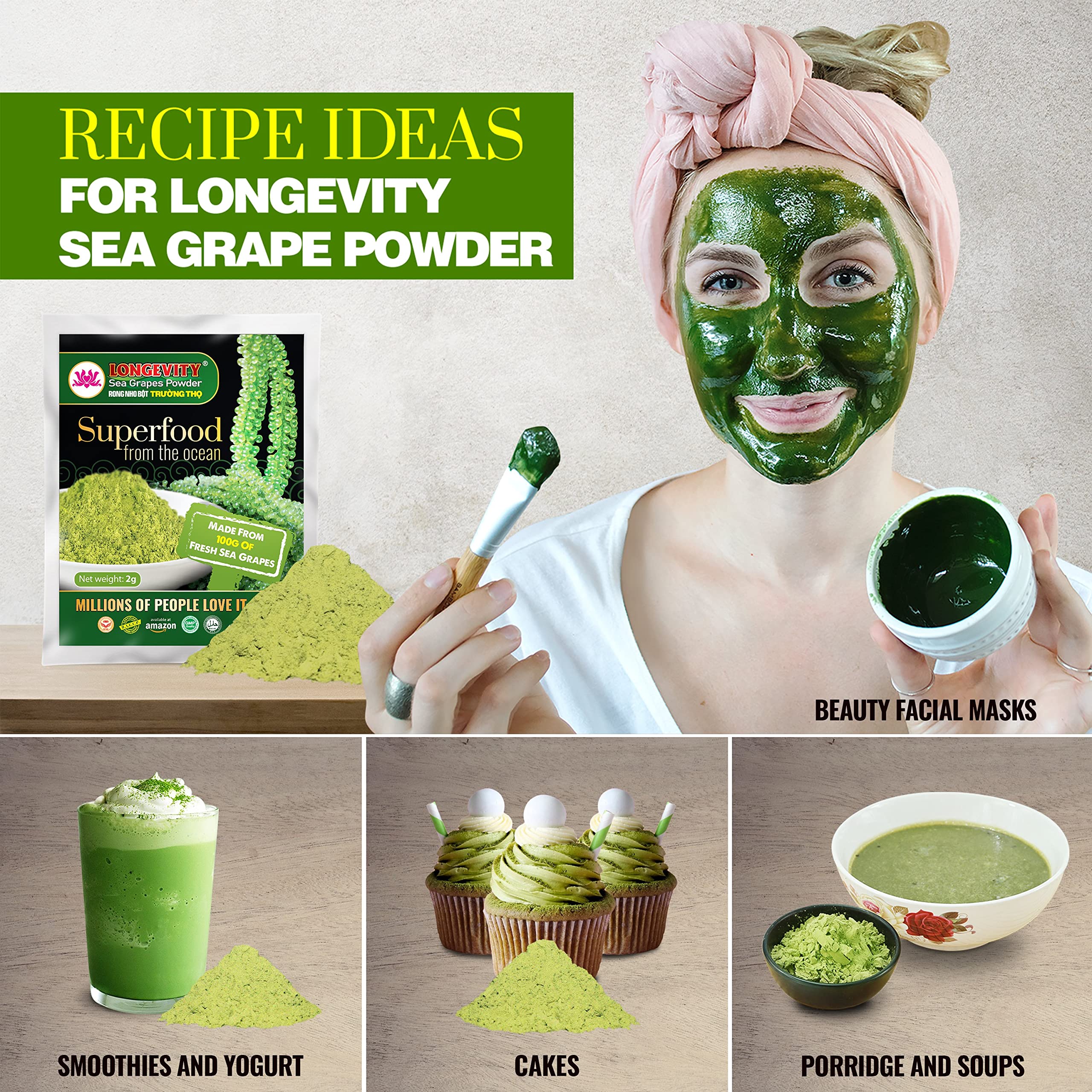 Mua LONGEVITY SEA GRAPES Powder - Umibudo Green Caviar - Lato Seaweed ...