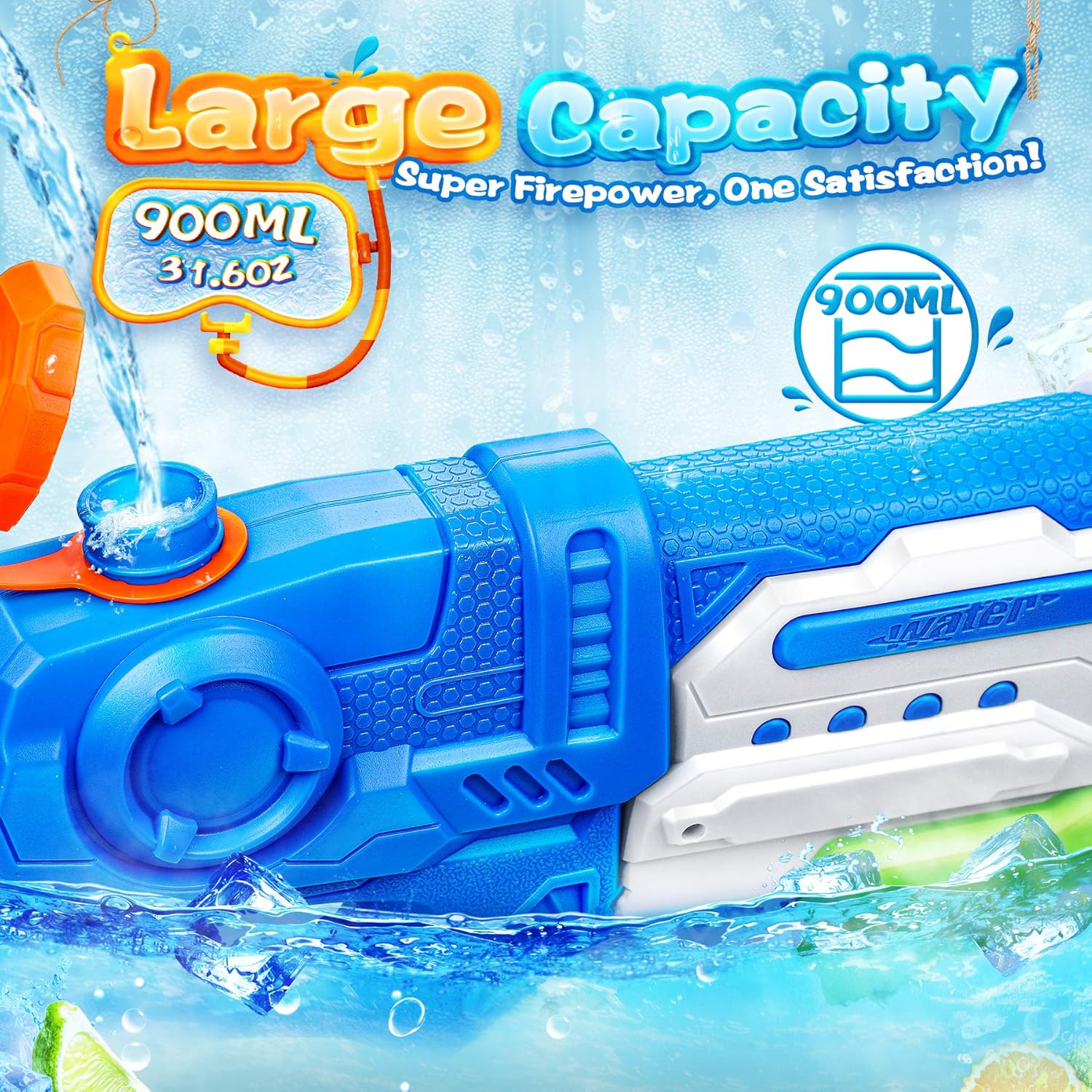 lenbest 2 Pack Water Gun for Kids, Powerful Water Pistol with 900ML ...