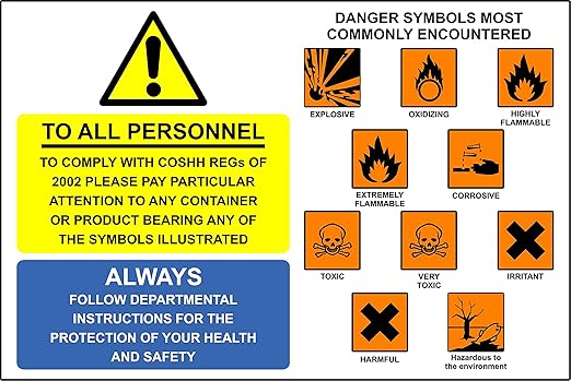 Warning signs - COSHH symbols - Self adhesive vinyl 200mm x 300mm ...