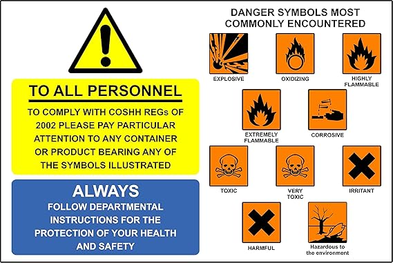 Warning signs - COSHH symbols - Self adhesive vinyl 200mm x 300mm ...