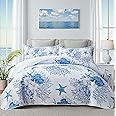 Amazon.com: Coastal Bedding King Size Coastal Quilt with 2 Shams, Nautical Beach Comforter Sets ...