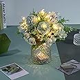 Amazon.com: KELINGO Artificial LED Green Rose Flowers with Glass Vase ...