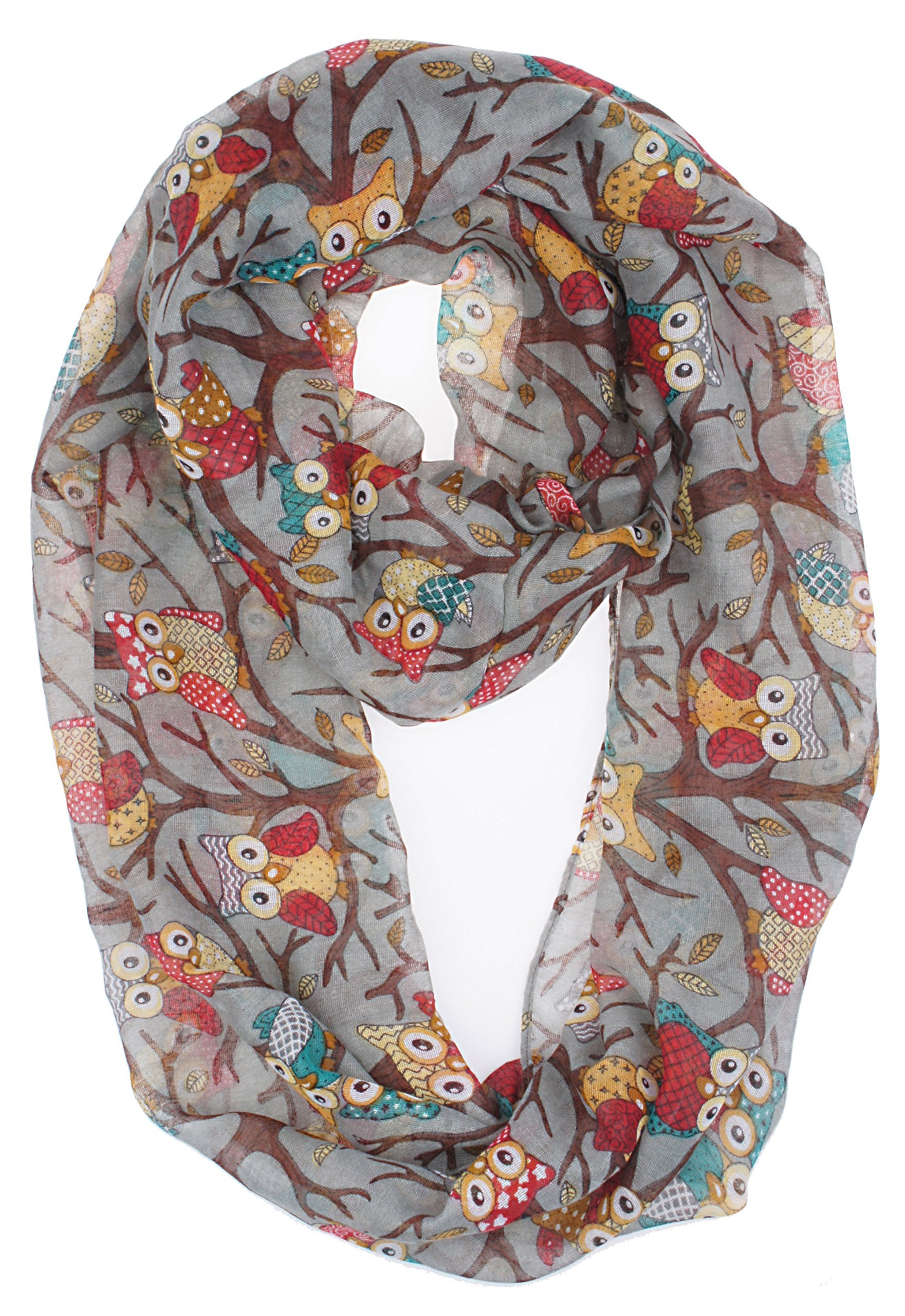 Vivian & Vincent Soft Light Weight Cartoon Owl Sheer Scarf Shawl Wrap ...