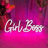 SYLHOME Pink Girl Boss LED Neon Light Sign Cool Girls Bedroom Desk Wall ...