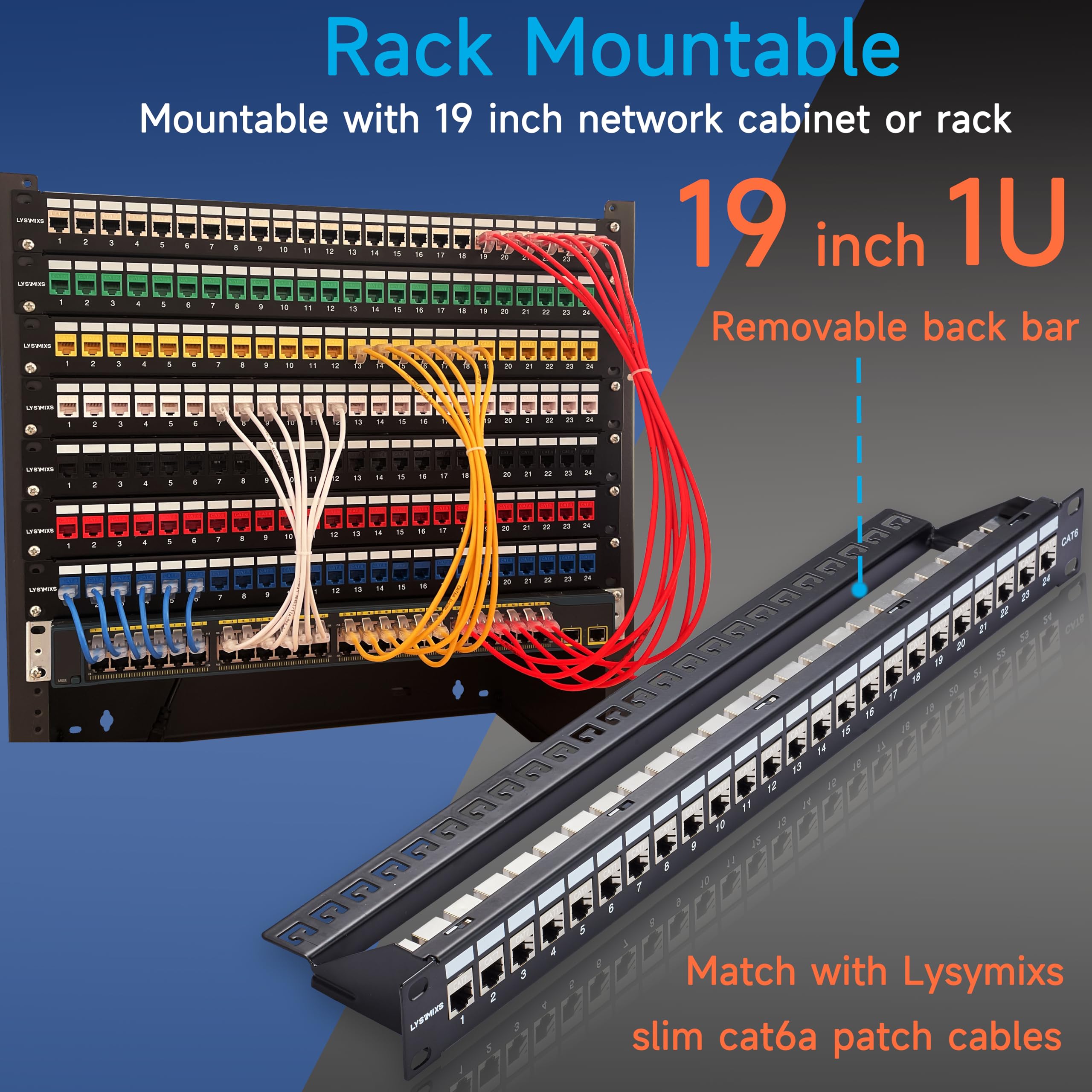 Mua Lysymixs 24 Port RJ45 Patch Panel Cat7 STP Feed Through, Coupler ...