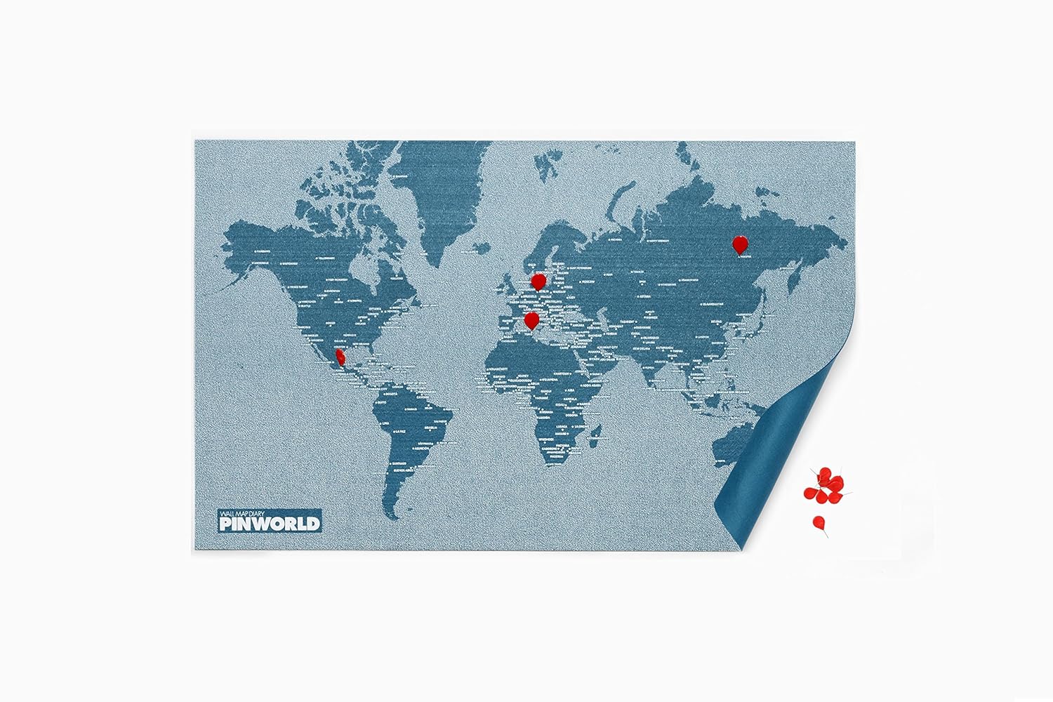Estándar color azul claro Mapa del mundo Palomar Pin World Maps talla ...