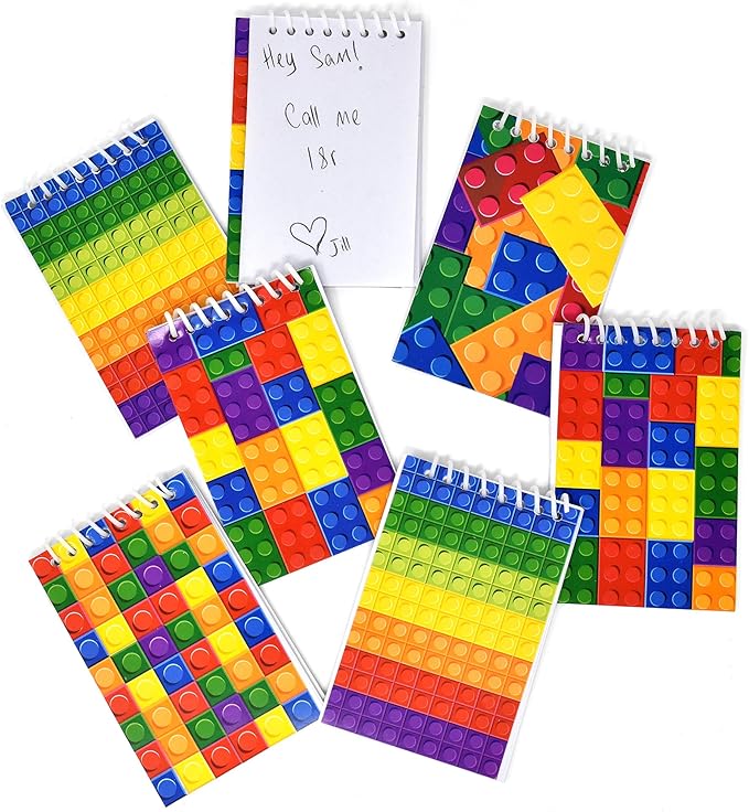 60 Bulk Pack Colorful Building Block Bricks Mini Notepads Spiral ...