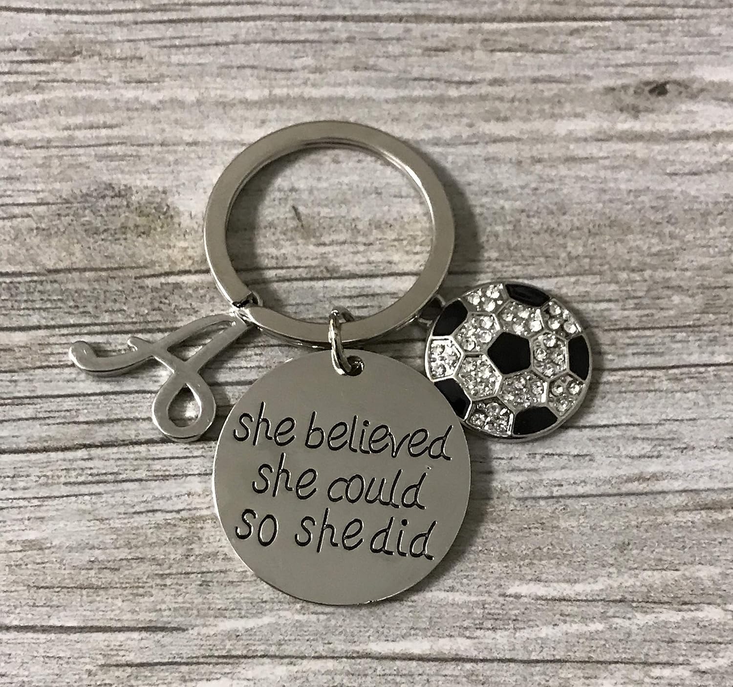 Amazon.com: Personalized Soccer Keychain with Letter Charm, Custom ...
