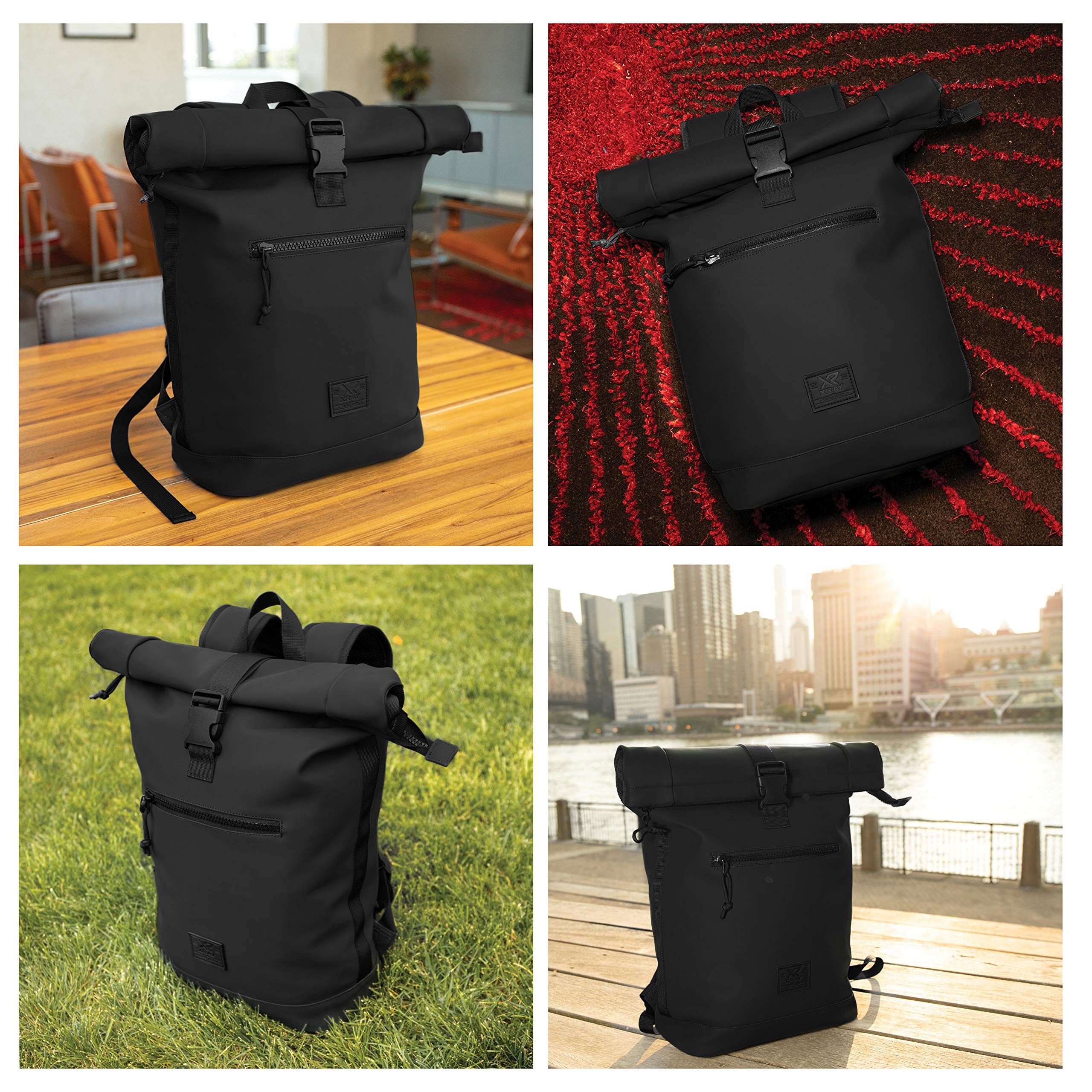 Mua X RAY Roll Top Laptop Backpack for Men Women, PU Leather Expandable ...