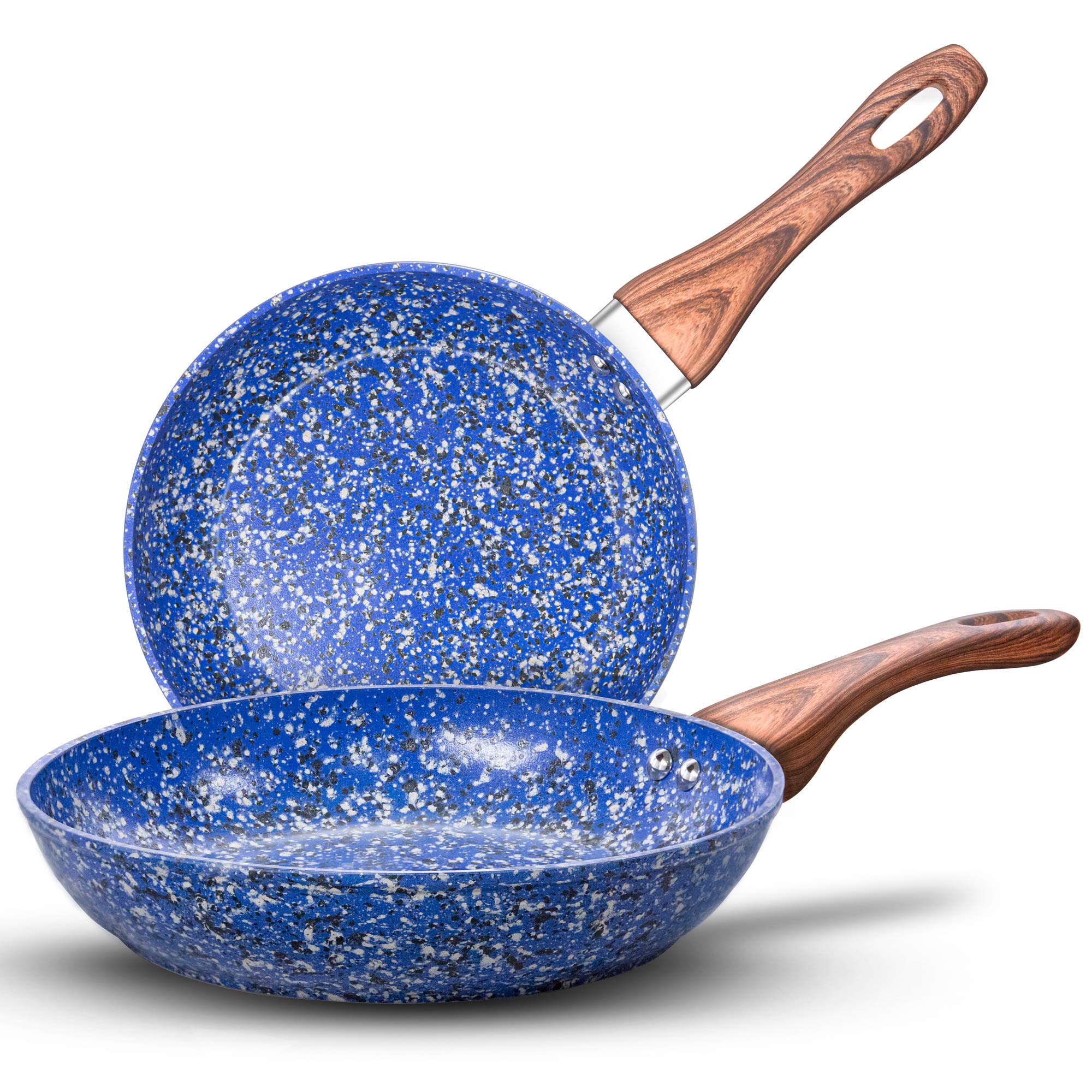 Buy MICHELANGELO 2 Piece Granite Non-Stick Fry Pan Set, Marble Skillet ...