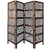 Benjara Decorative Four Panel Mango Wood Hinged Room Divider with ...