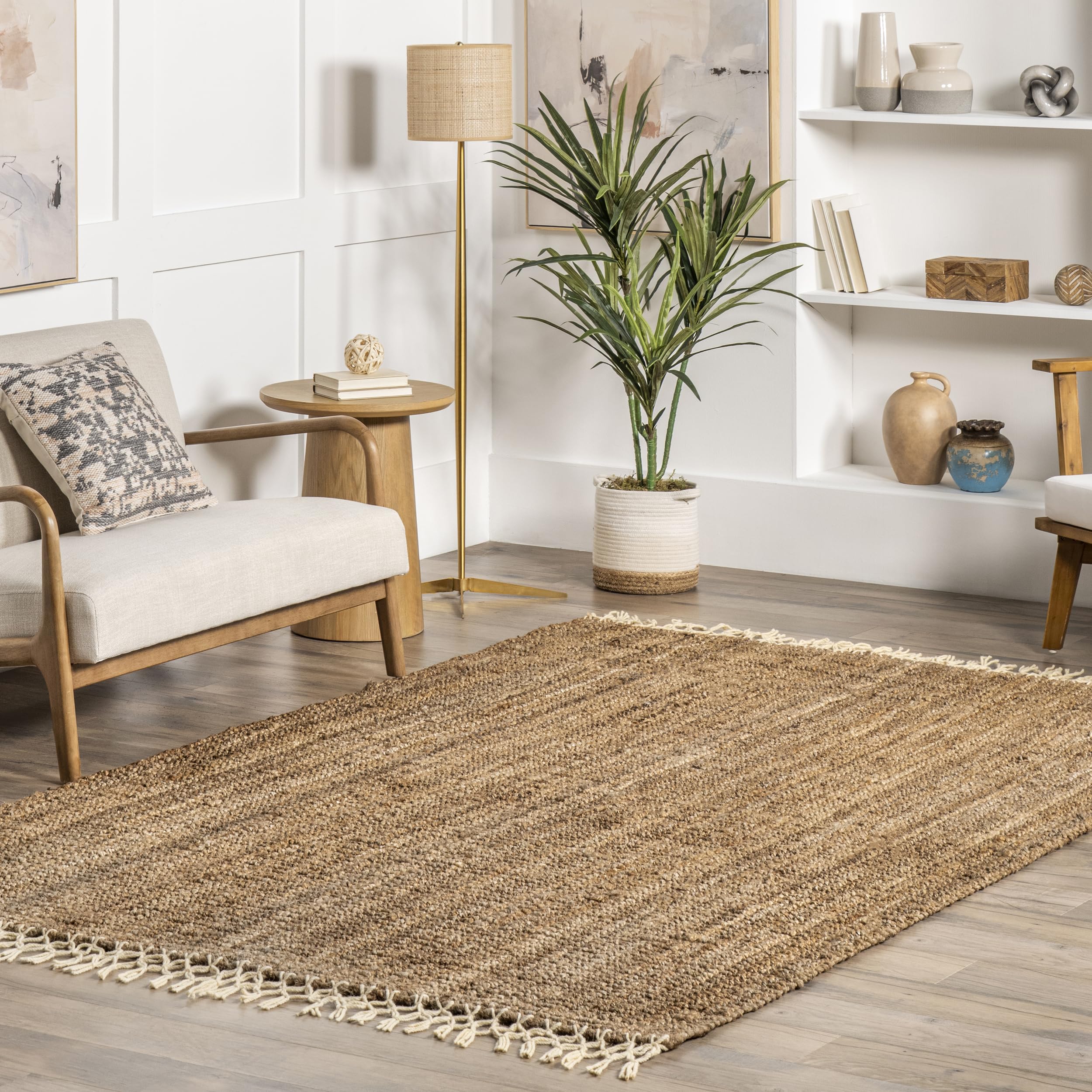 nuLOOM Raleigh Farmhouse Jute Tasseled Area Rug, 9x12, Natural for sale ...