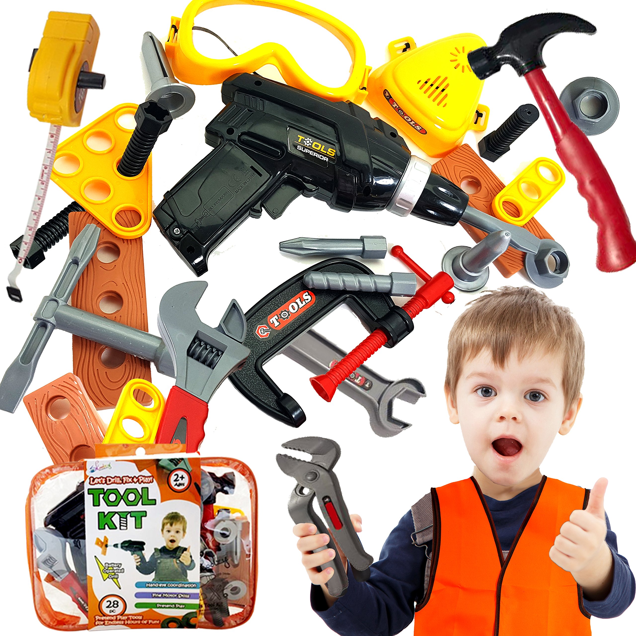Kids Tool Set Toddler Toys Construction Montessori Materials Real ...
