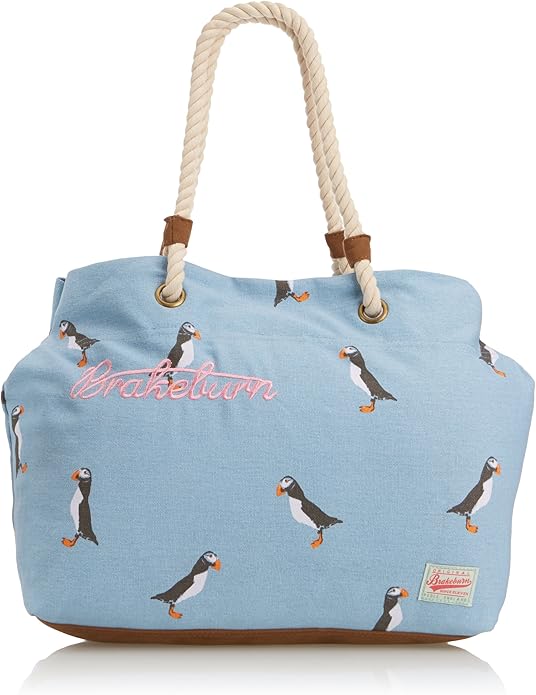 Brakeburn Womens Puffin Canvas and Beach Tote Bag BBLBAG00194S13 Blue ...