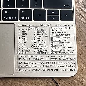 Amazon.com: SYNERLOGIC (Universal, Larger Font) Mac OS Reference Keyboard Shortcut Sticker ...