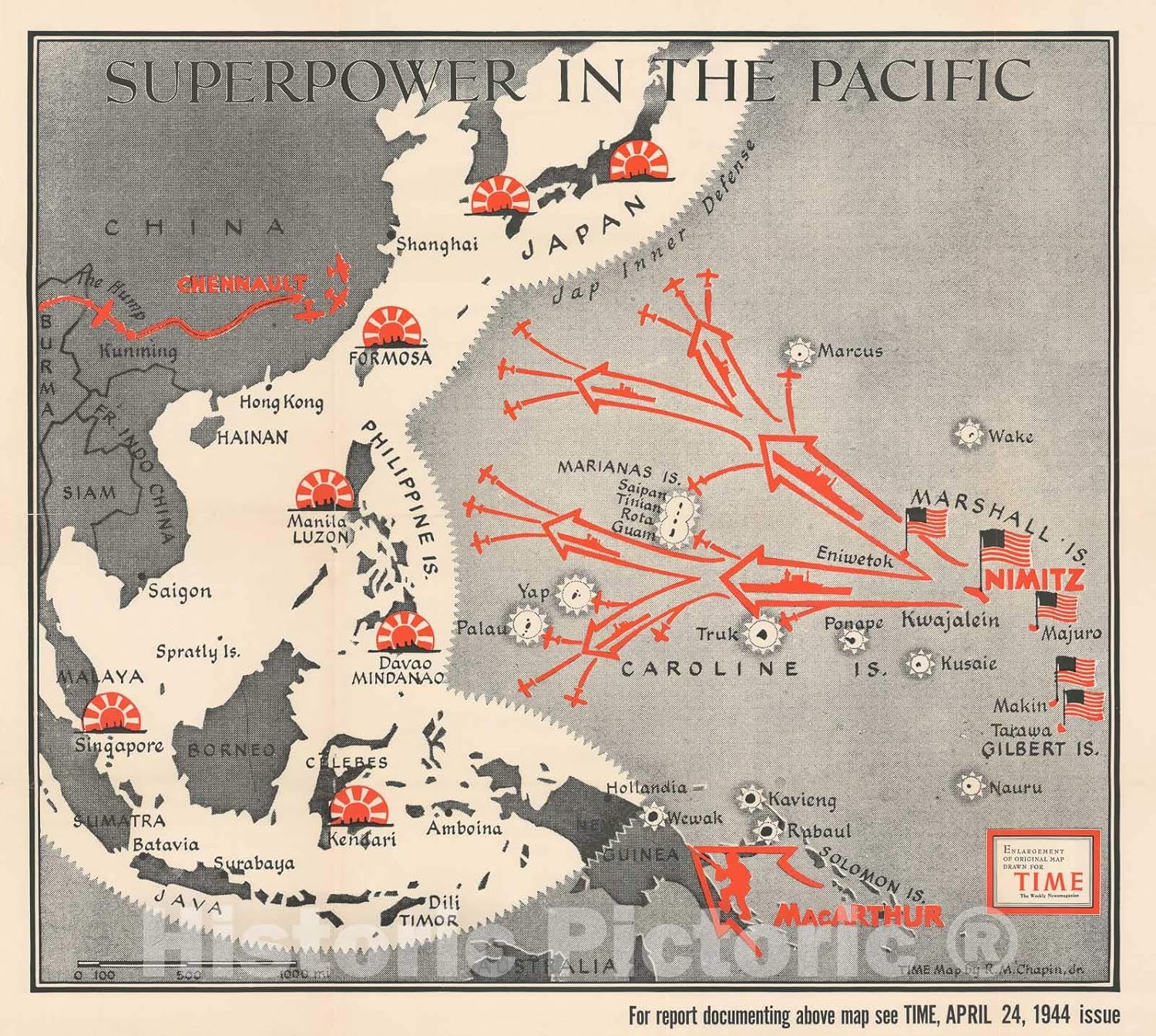 Amazon.com: Historic Map : American Progress in The Pacific War During ...