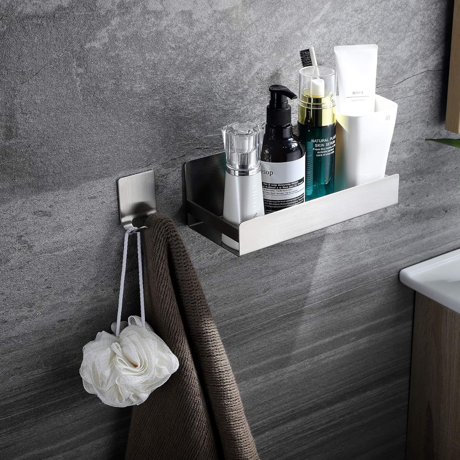 RUICER Shower Shelf – Shower Caddy with Self Adhesive Hook Razor Holder ...