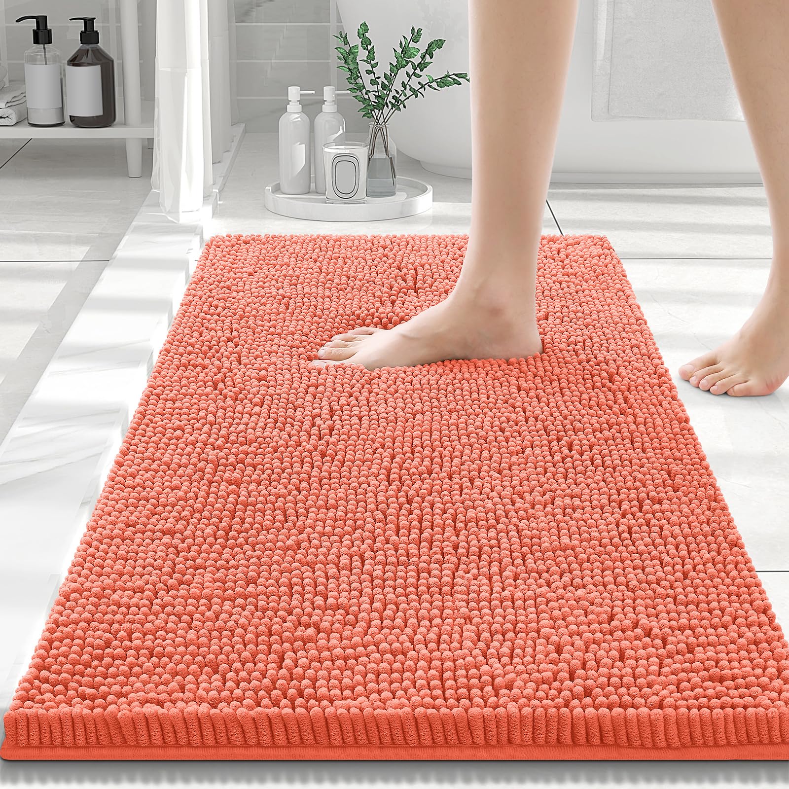 Smiry Luxury Chenille Bathroom Rugs , Extra Soft and Absorbent Shaggy ...