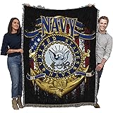 Amazon.com: US Navy - Cotton Woven Blanket Throw - Made in The USA ...