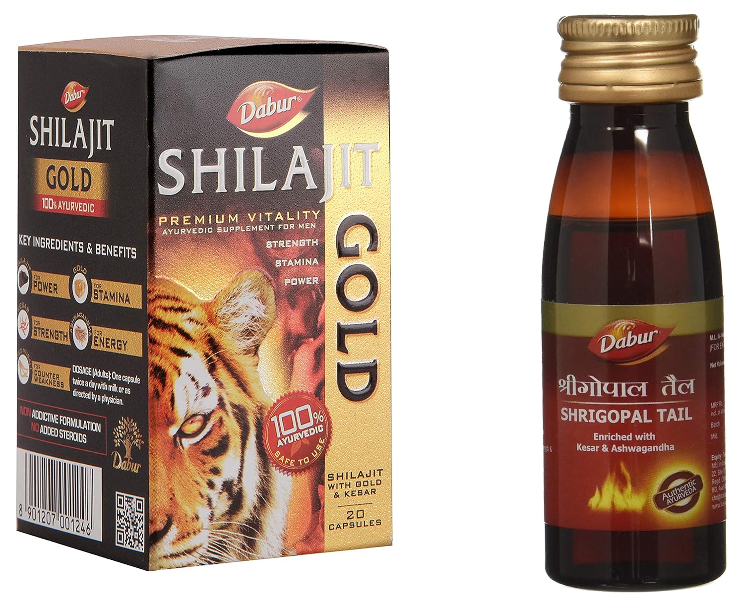 Buy Dabur Shilajit Gold 20 Caps and Dabur Shrigopal Tail 50ml Combo Pack Online at Low Prices in ...