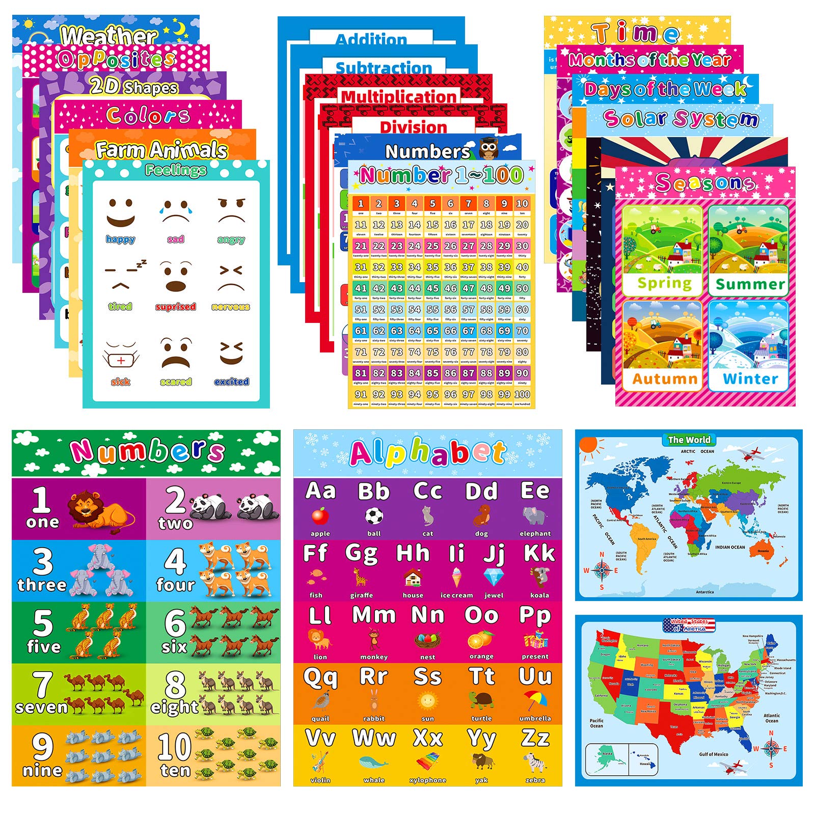 Buy HOUMESO 22 Pack Educational Preschool Learning s for Toddler ...