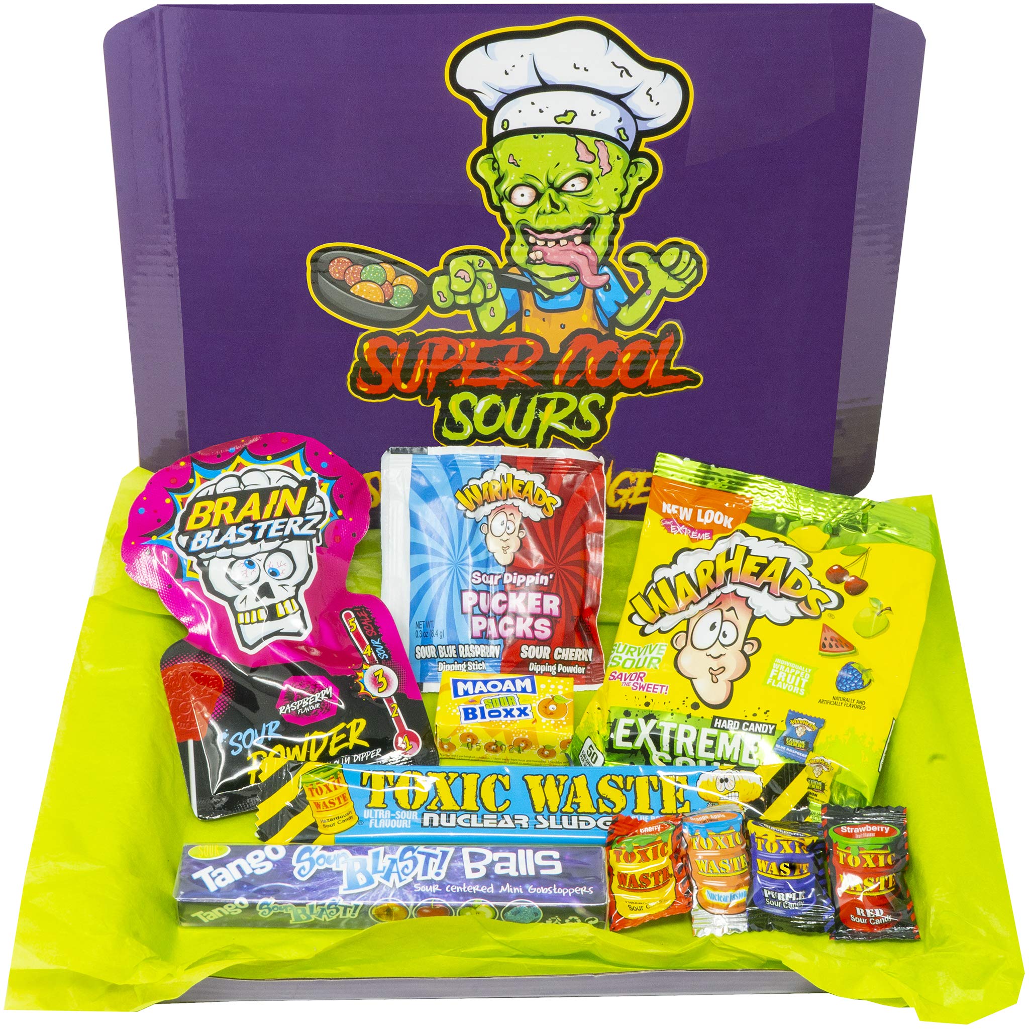 Buy Super Cool Sours Sour Sampler Selection Box Hamper of Sour Sweets ...
