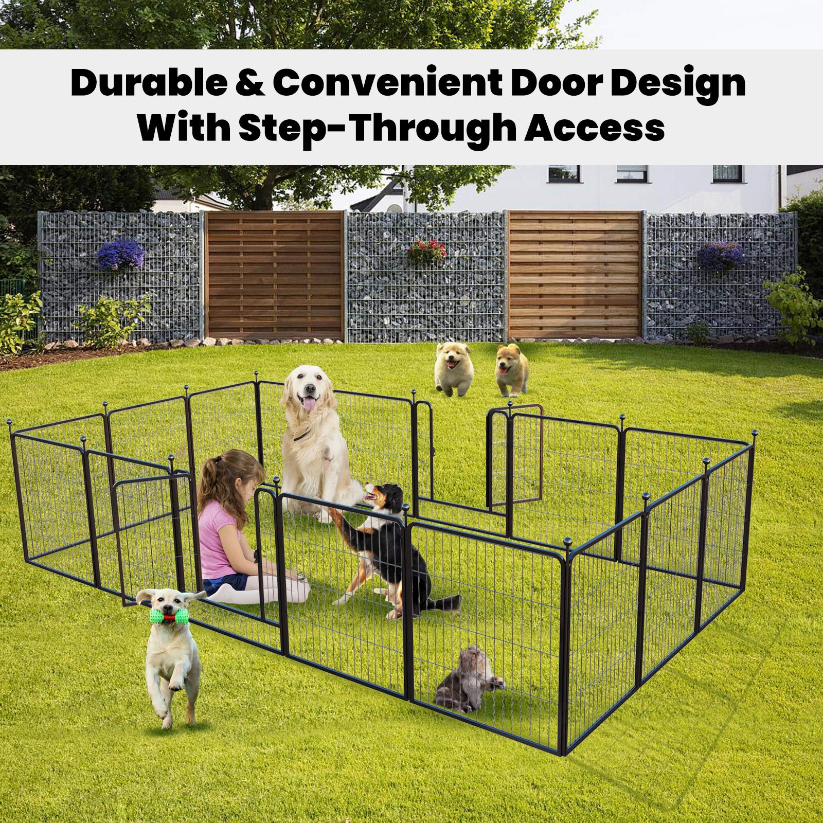 FXW Dog Playpen Outdoor, 8/16/24/32 Panels 32" Height Dog Fence Pen ...