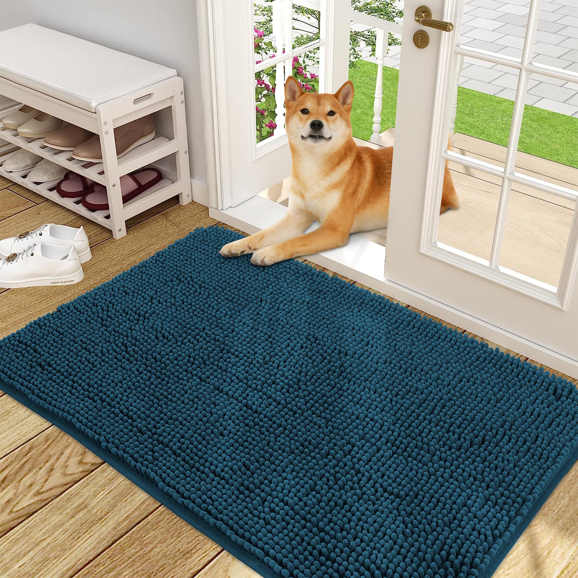 OLANLY Dog Door Mat for Muddy Paws 48x30, Absorbs Moisture and Dirt ...