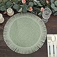 Amazon.com: Efavormart 4 Pack | 16" Sage Green Jute Boho Chic Fringe Edge Table Placemats ...
