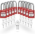 TRADESAFE Lockout Tagout Locks Set with Master Keys - 10 Red Loto Locks Keyed Different, 2 Keys ...