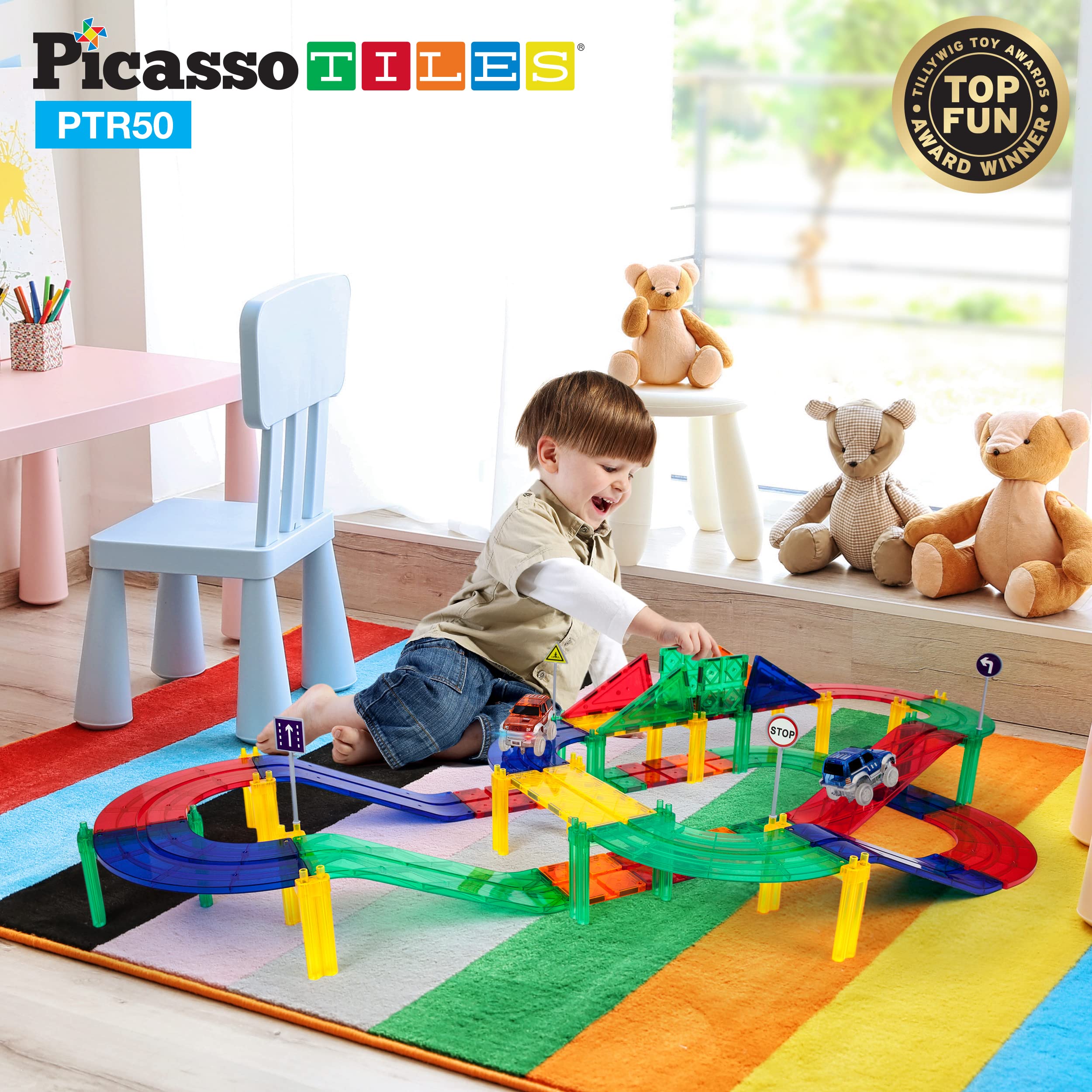 Mua PicassoTiles 50 Piece Race Car Track Building Block Educational Toy ...