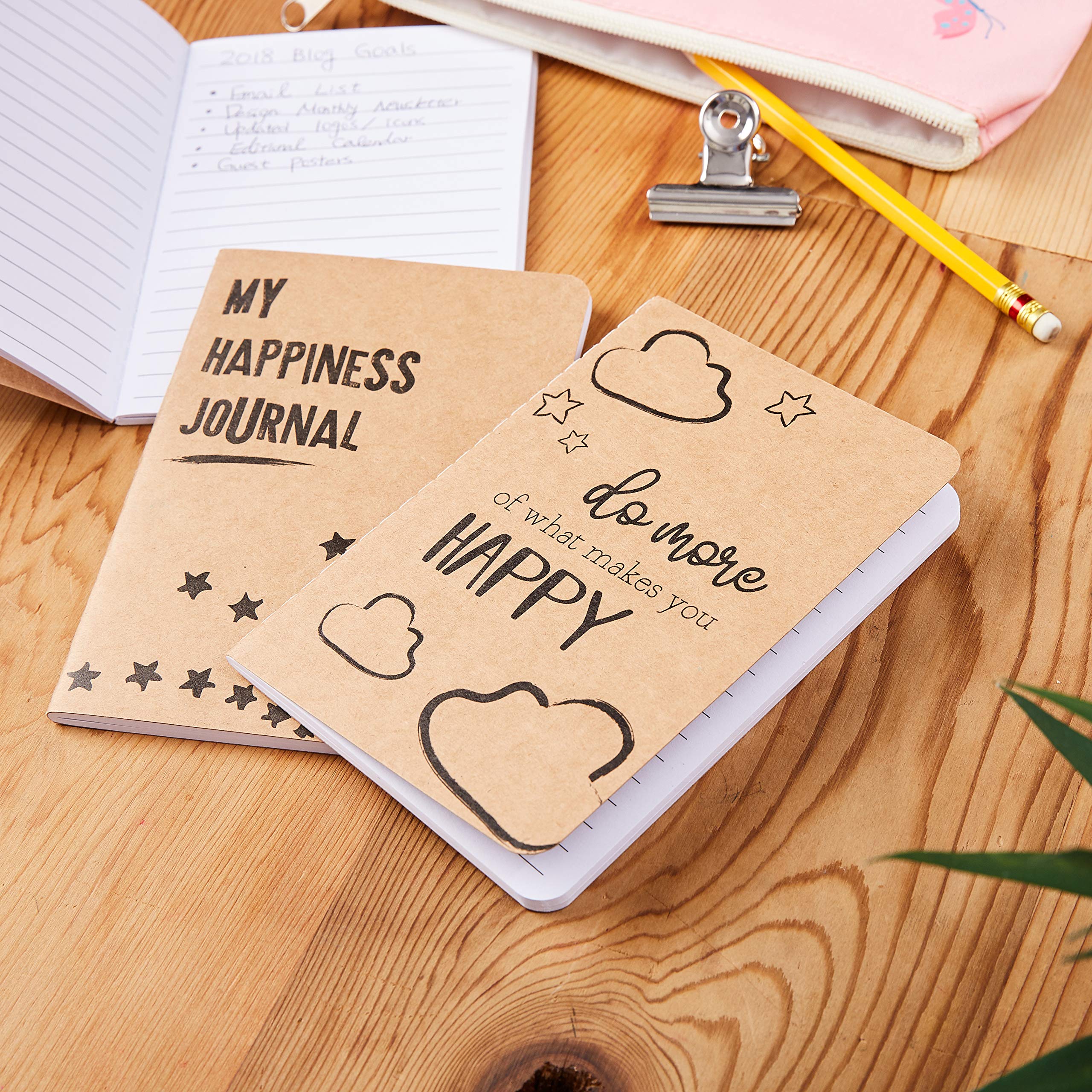 24 Pack Happy Journals Bulk, Kraft Paper Notebooks with 80 Lined Pages ...