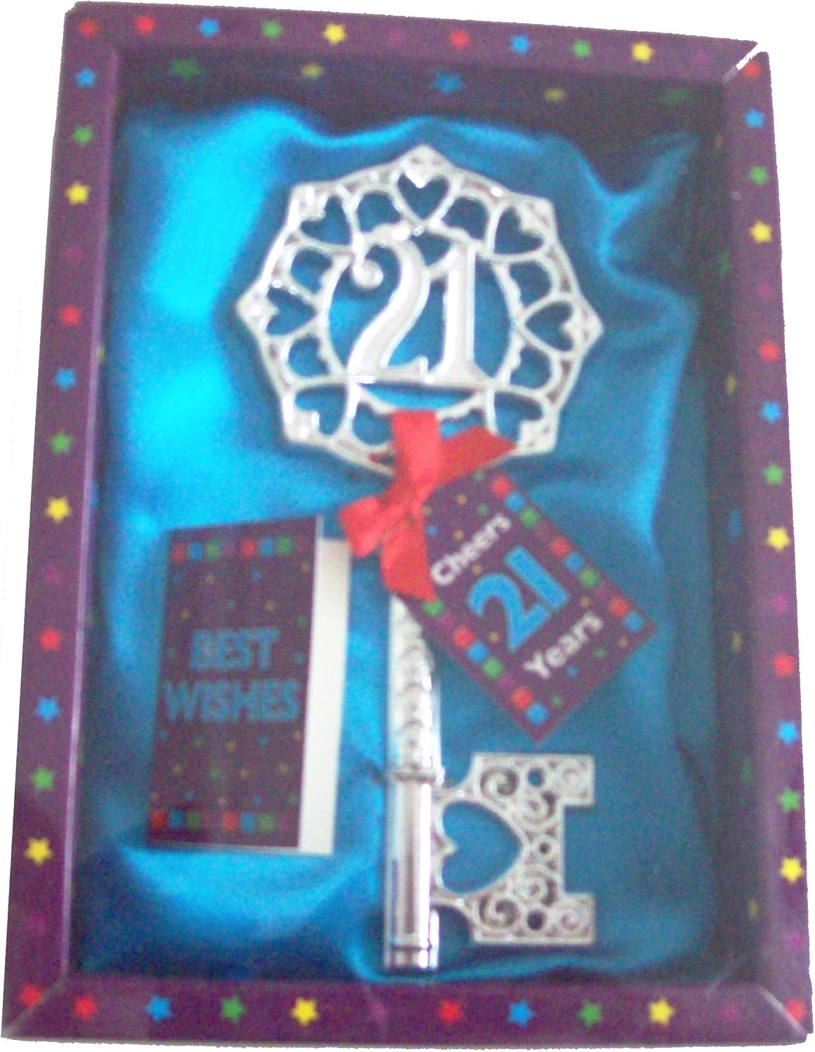 Boxed 21st Male Birthday Key Gift Twenty One Lads Key (blue): Amazon.co ...