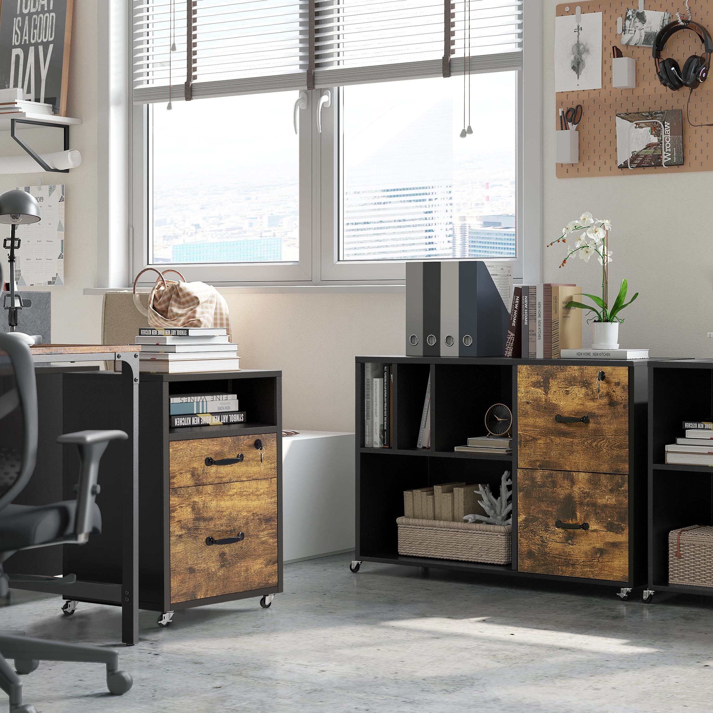Mua File Cabinet, Under Desk Vertical Cabinet With 2 Drawers and Open ...