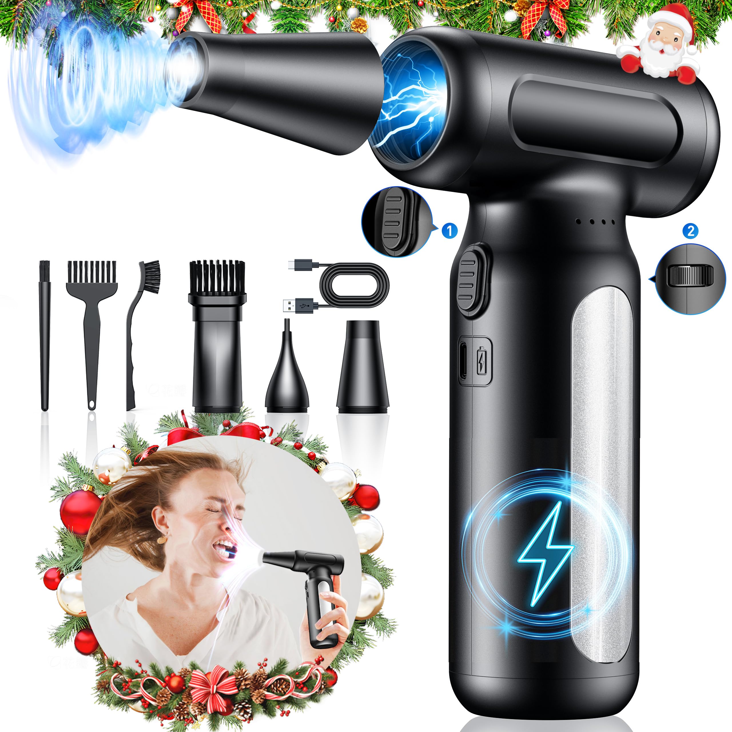 Compressed-Air-Duster-Mini-Blower- Turbo Fan- 300000RPM Electric Duster ...