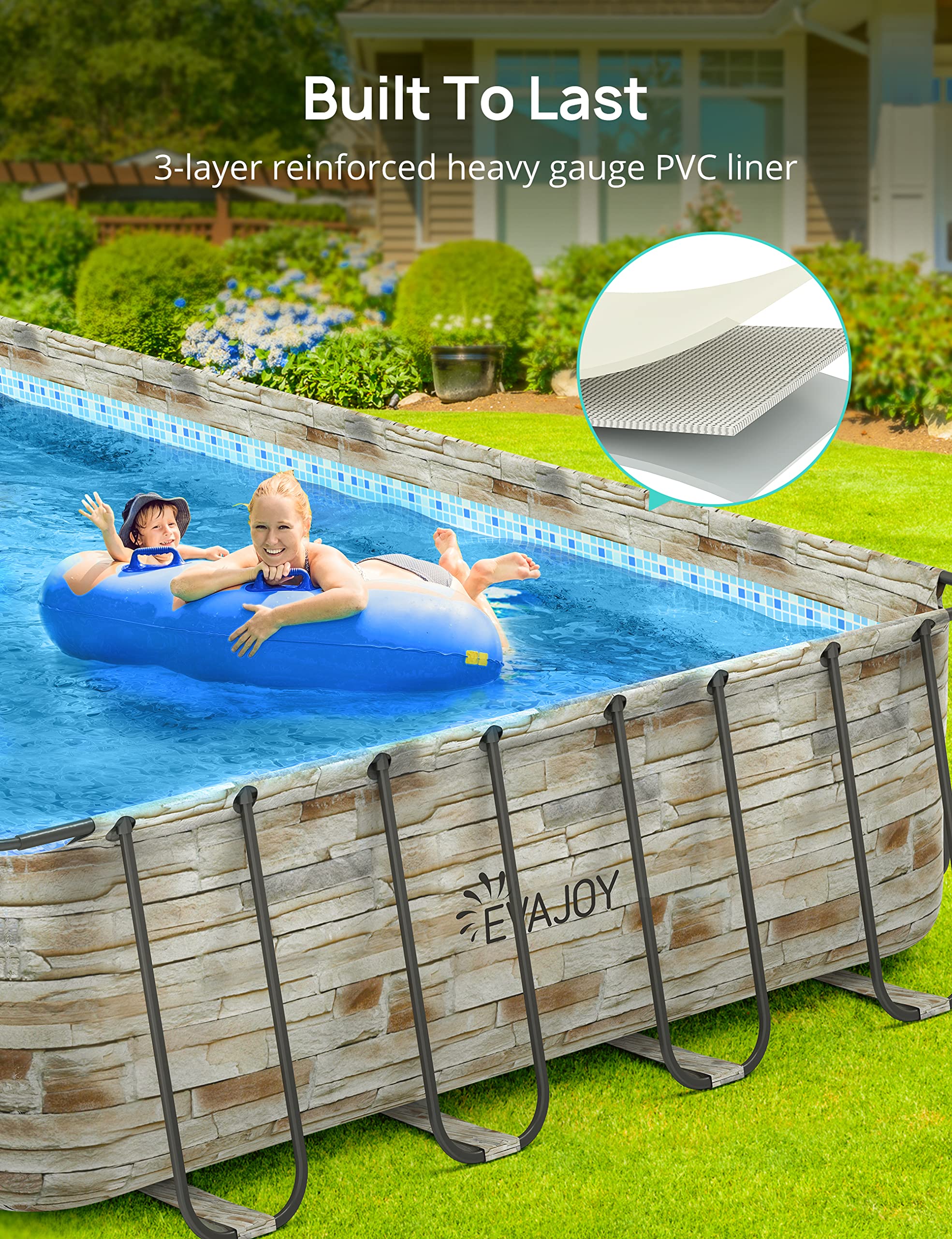 Mua EVAJOY 32ft x 16ft x 52in Metal Frame Swimming Pool Set ...