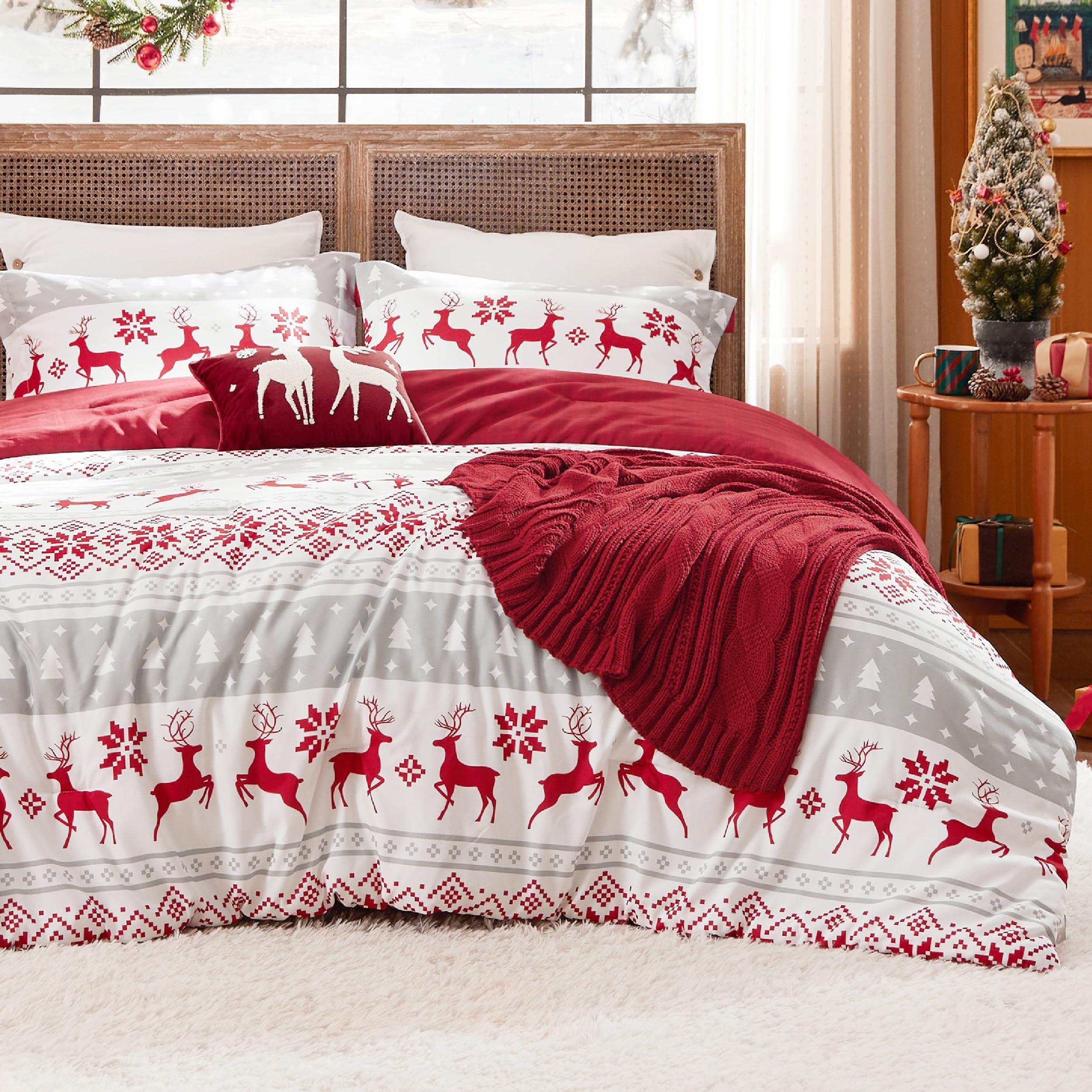 Bedsure Christmas Comforter Set King - Christmas Bedding Bed in a Bag ...