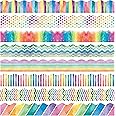 Amazon.com: BXawi 96Pcs Watercolor Bulletin Board Borders Colorful ...