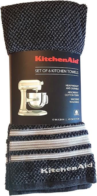 KitchenAid Set of 6 Kitchen Towels Tea Towels Dark set: Amazon.co.uk ...