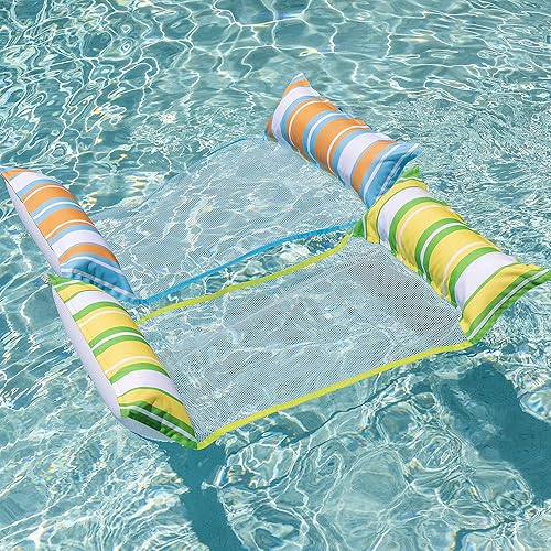 4-in-1 2 Pack Hammock Inflatable Pool Float, Premium Swimming Pool ...
