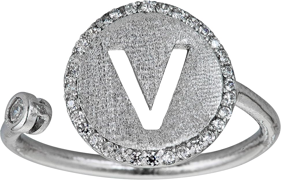 Amazon.com: Sterling Silver Initial V Ring: Jewelry