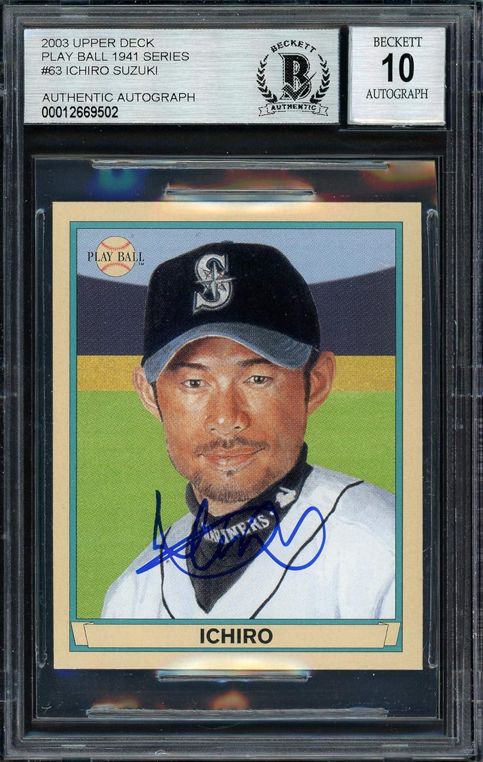Ichiro Suzuki Autographed 2003 Upper Deck Play Ball Mini Card #63 ...