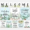 Decorably 15 Cactus Welcome Sign for Classroom, Matte-Laminated ...